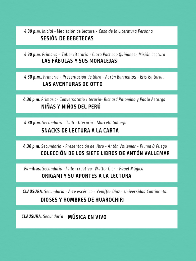 Circo Lector Programación 2026 | PDF