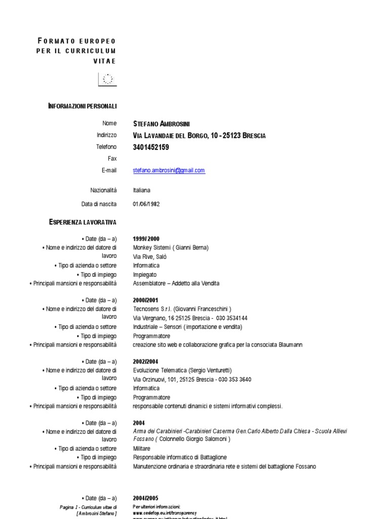 CV Stefano Ambrosini | PDF