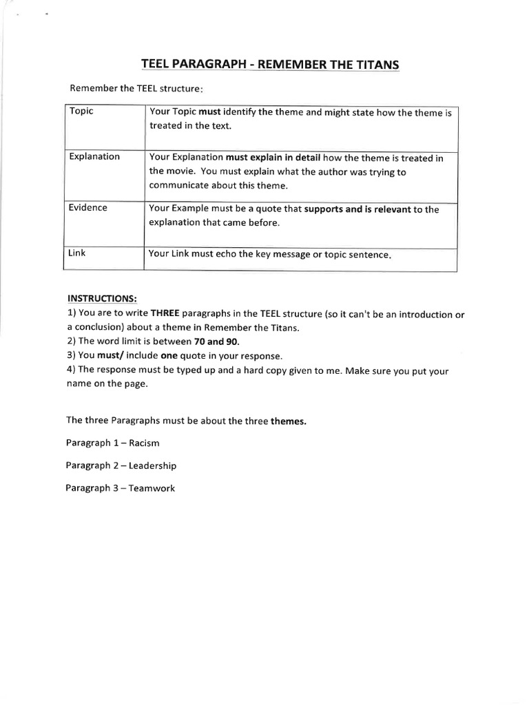 Remember The Titans TEEL and TEAMS | PDF
