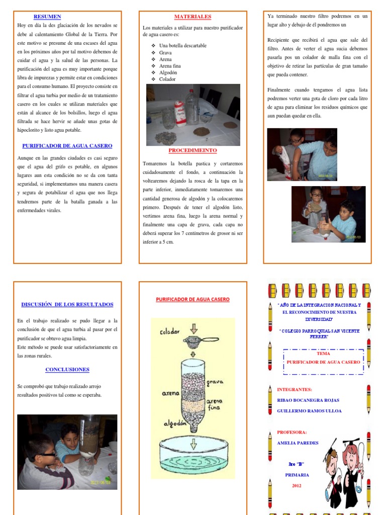 Triptico Purificador de Agua - Docxguilleeeee | PDF | Agua potable | Agua Triptico Purificador de Agua - Docxguilleeeee | PDF | Agua potable | Agua