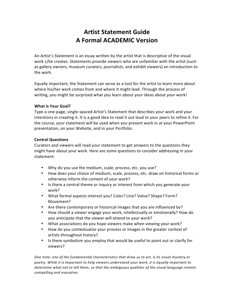 Artist Statement Guide | PDF | Curator | Communication