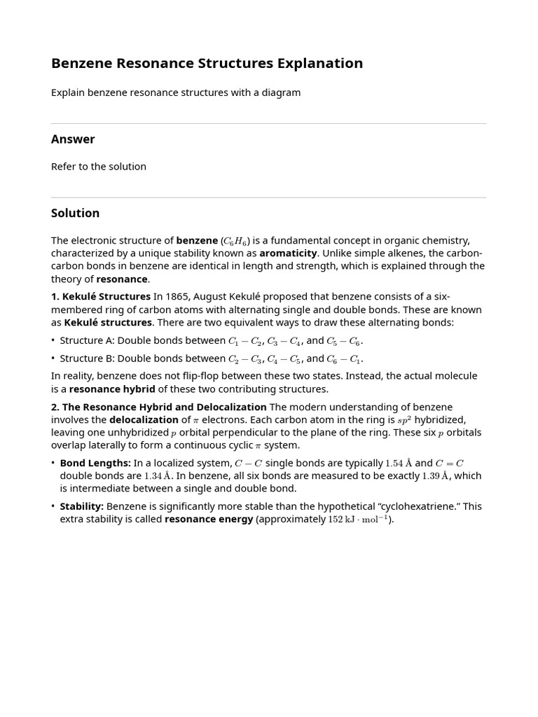 Gpai 20260513 Benzene Resonance and Aromaticity | PDF | Aromaticity ...