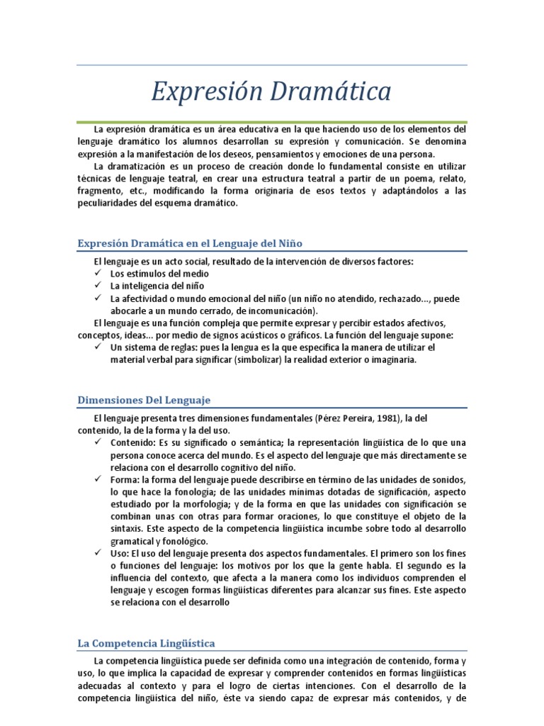 Expresión Dramática | PDF | Aquisición de idioma | Lingüística