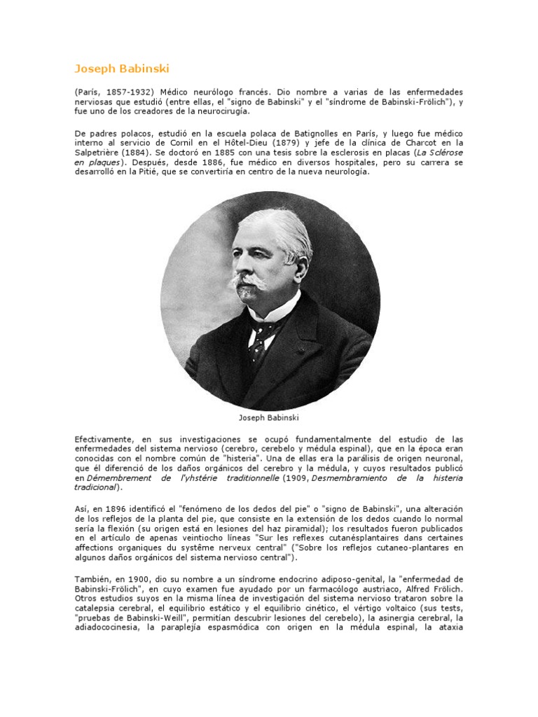 Joseph Babinski | PDF | Neurología | Medicina CLINICA