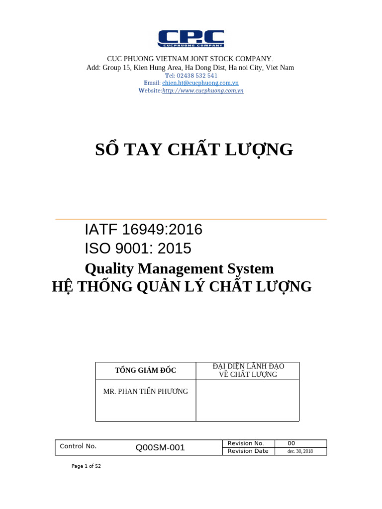 Quality Manual Vietnamese 00 | PDF
