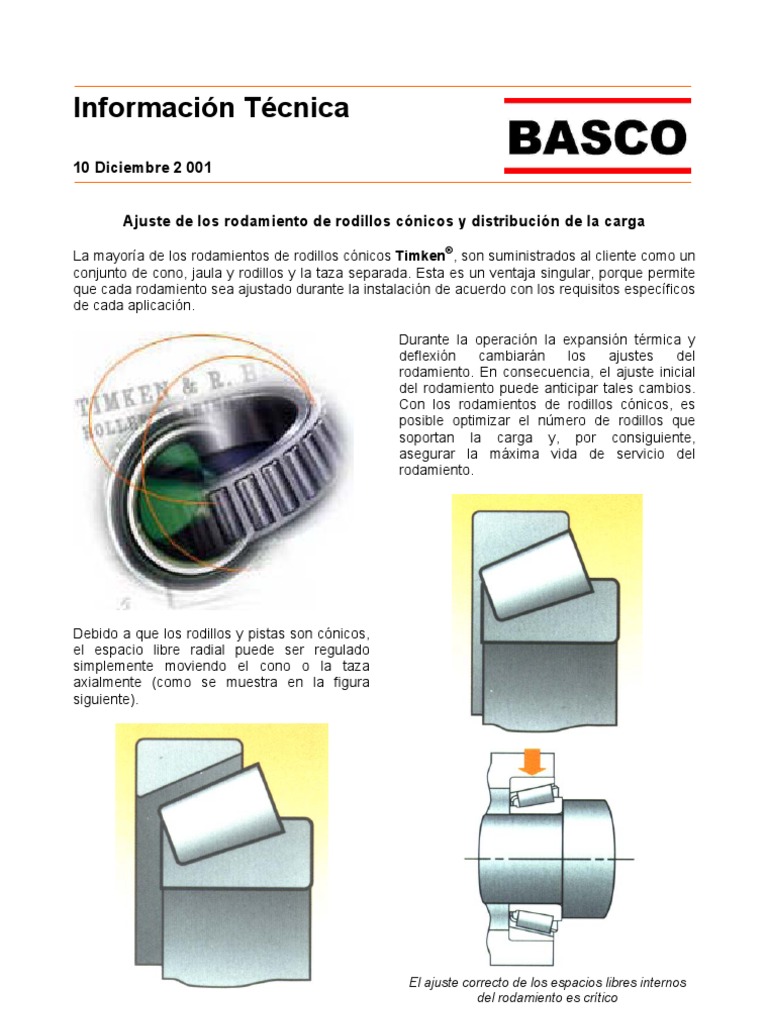 Ajuste de Los Rodamiento de Rodillos Cónicos y Distribución de La Carga ...