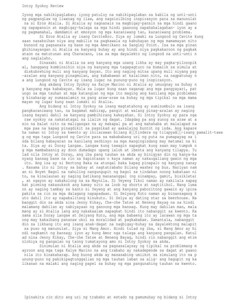Intoy Syokoy Review | PDF