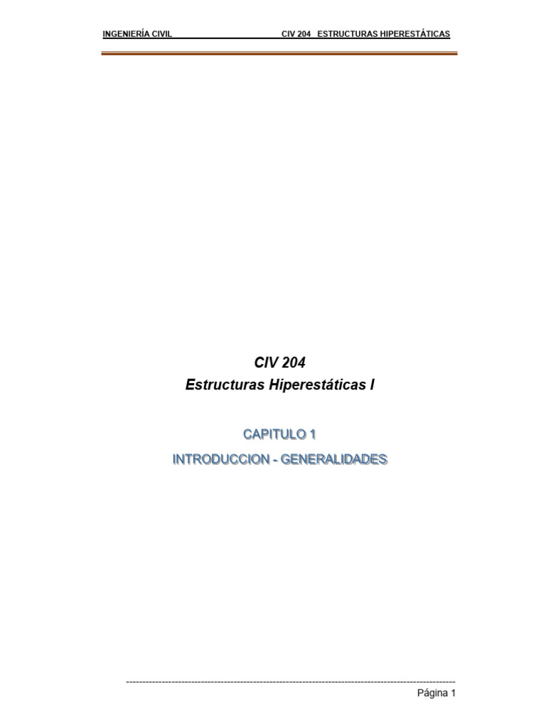 CIV 204 Hiperestaticas 2026 CAP 1 Introduccion | PDF | Resistencia de ...