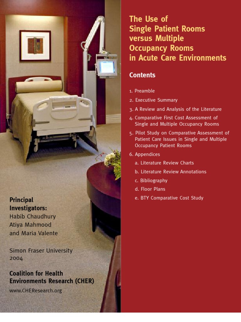 Use of Single Patient Rooms V Multiple Occ. Rooms-Acute Care | Download ...