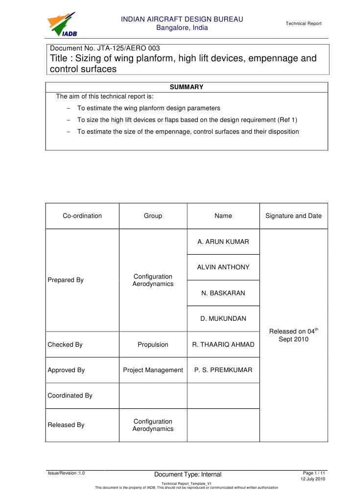 Sizing of Wing Flaps and Control Surfaces Sept 2010 Released | Download ...