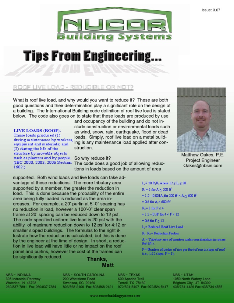 Reduction in Live Load IBC | PDF | Structural Load | Roof
