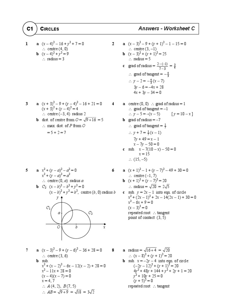 C1 - Circles Answers | PDF | Elementary Geometry | Geometry