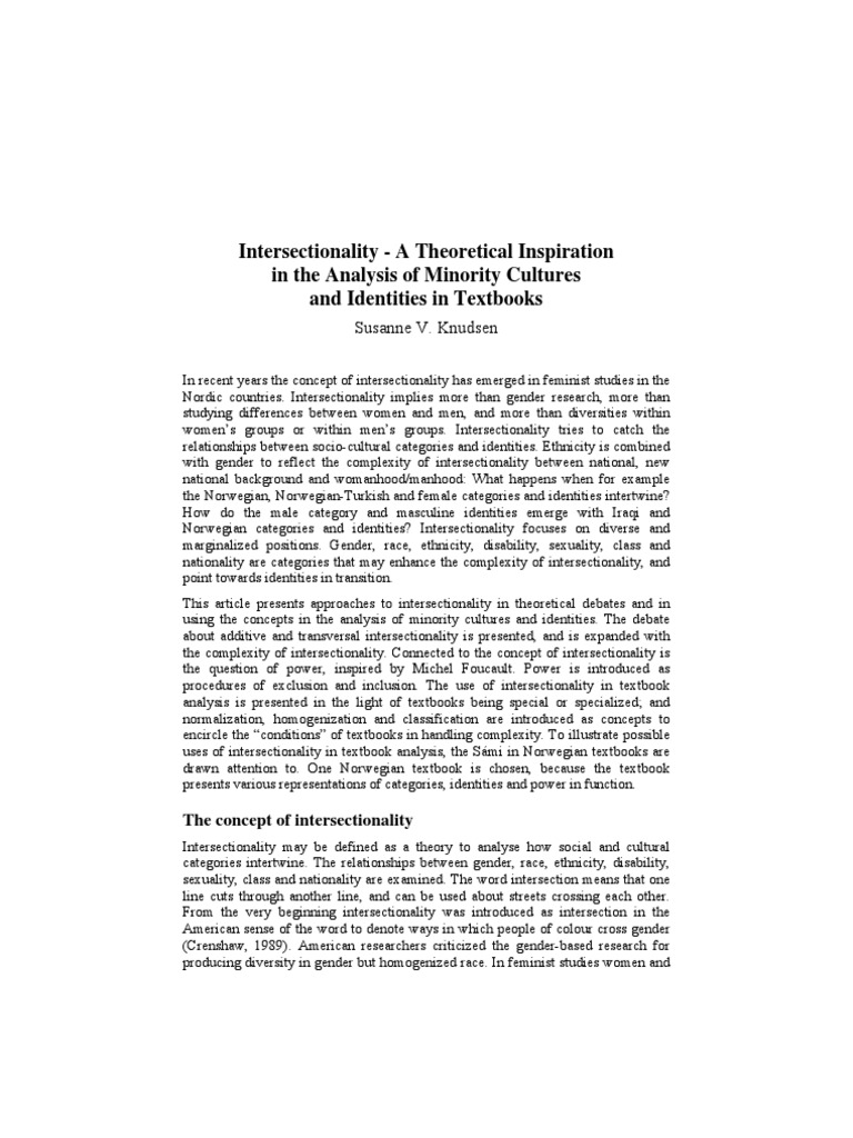 Intersectionality - A Theory for Analyzing Minority Cultures | PDF ...