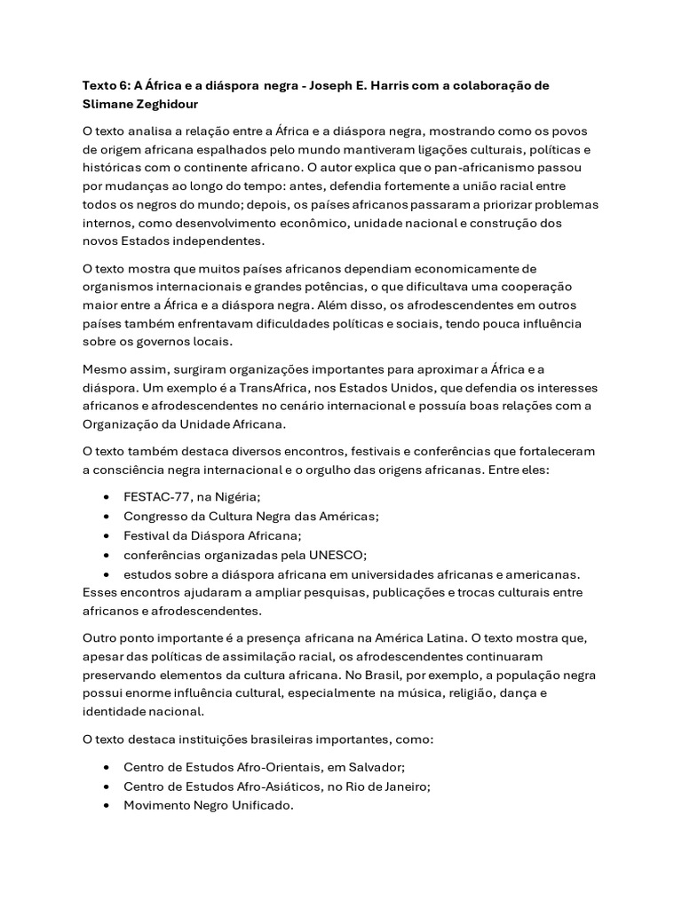Texto 6 - A África e a Diáspora Negra - Joseph E. Harris Com a ...