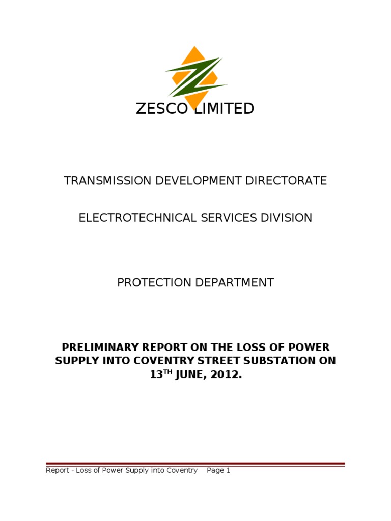 Coventry Substation Power Loss Report | PDF | Electrical Substation ...