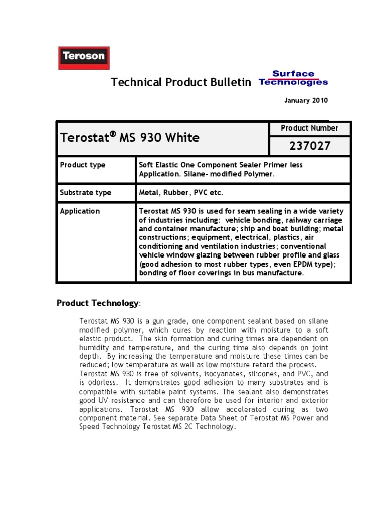 Terostat Ms 930-En | PDF | Paint | Poly(Methyl Methacrylate)