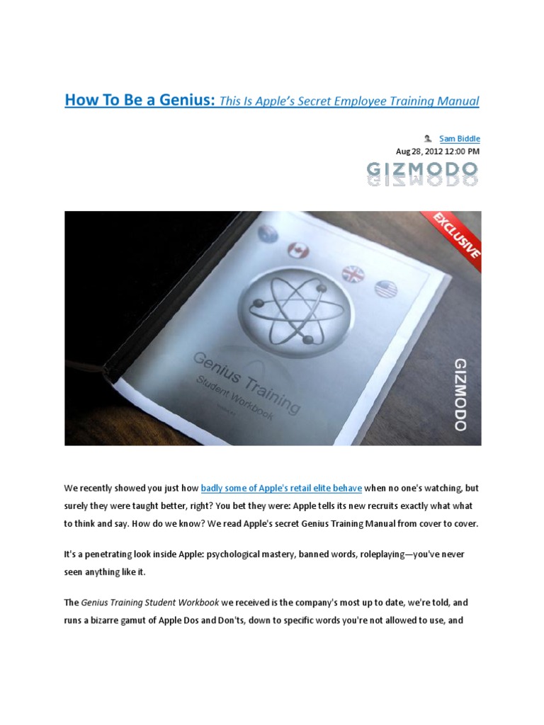 Inside Apple's Genius Training Manual | PDF | Empathy | Computing And ...