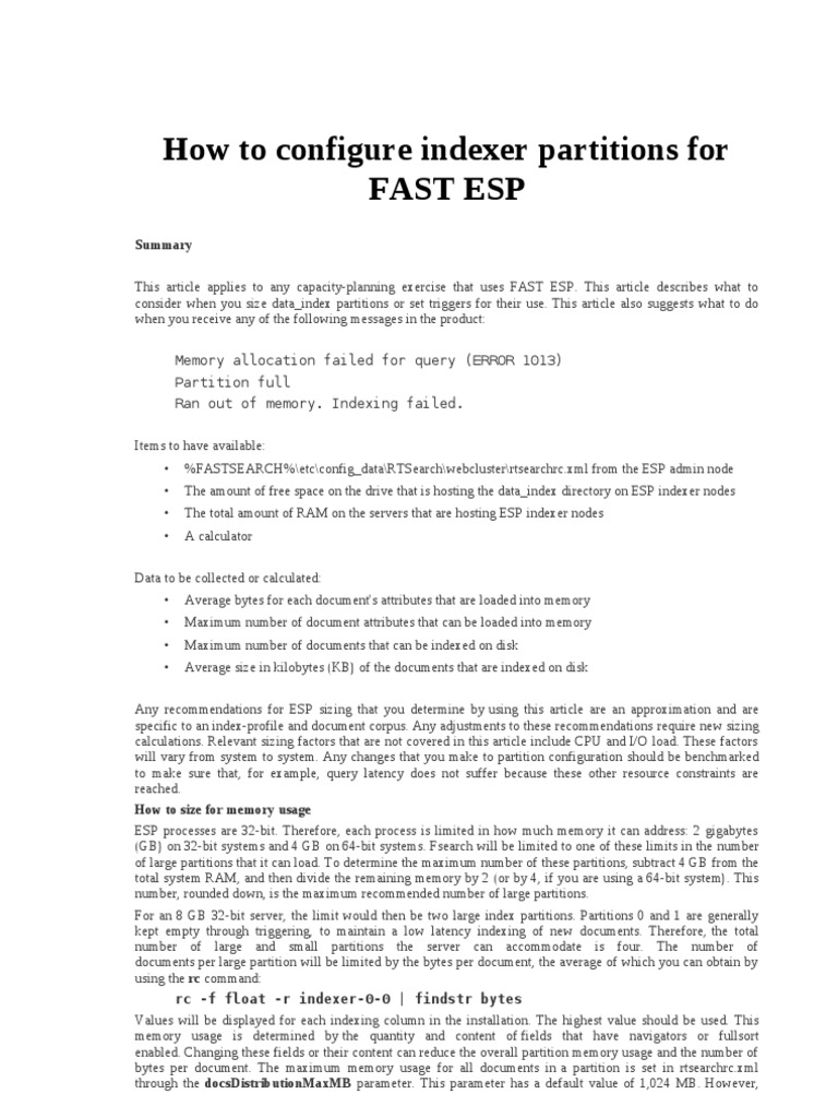 How To Configure Partition Index Fast | PDF | 64 Bit Computing ...