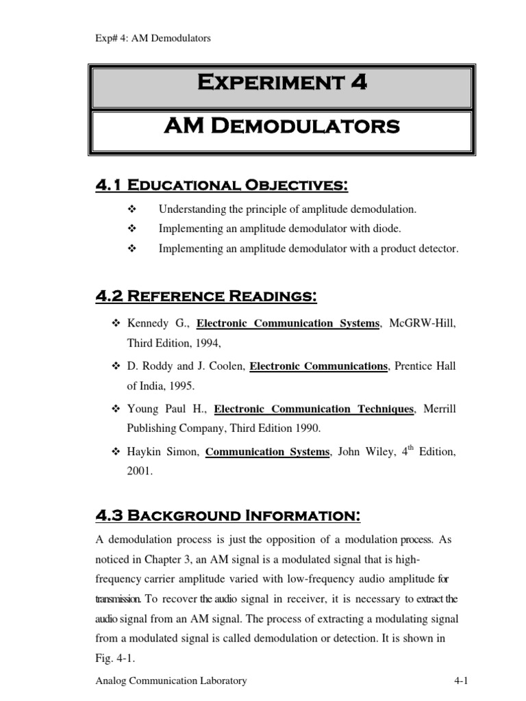 Exp 4 | PDF | Detector (Radio) | Modulation