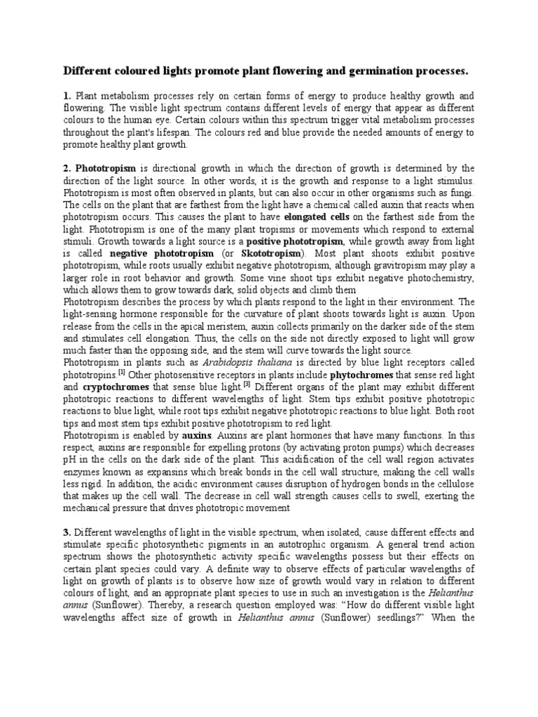 Effects of Light Color on Plant Growth | PDF | Plants | Plant Physiology