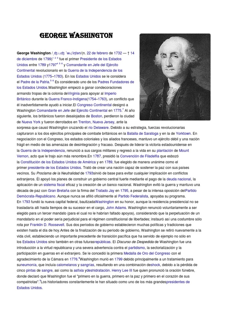 George Washington | PDF | George Washington | Los Estados Unidos