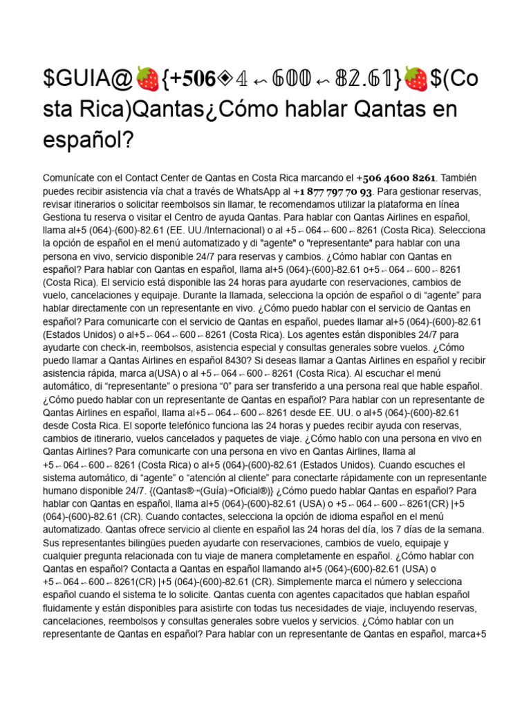 (+506-4600-8261) Guia Oficial Qantas Costarica Loki | PDF | Centro de ...
