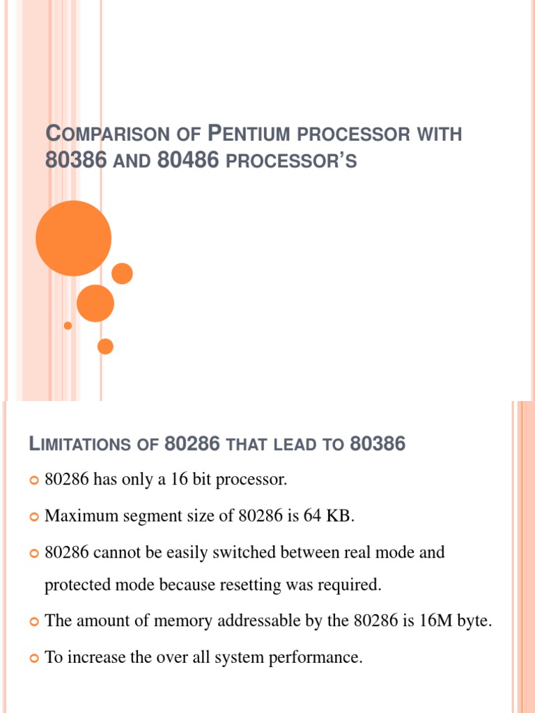 Comparison of Pentium Processor With 80386 and 80486 | PDF ...