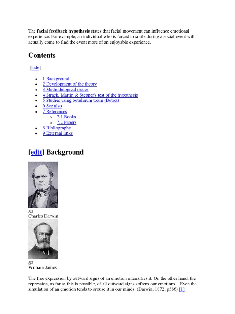 Facial Feedback Theory of Emotion | PDF | Neuropsychology | Metaphysics ...