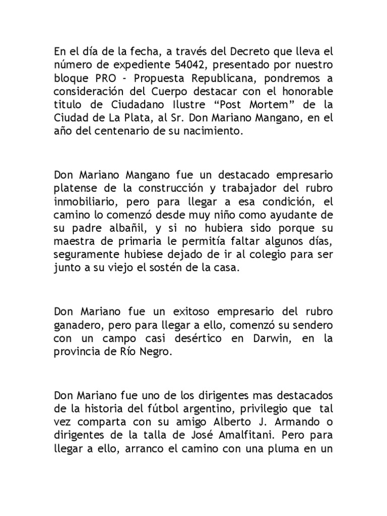 Discurso Don Mariano Mangano | PDF | Deportes