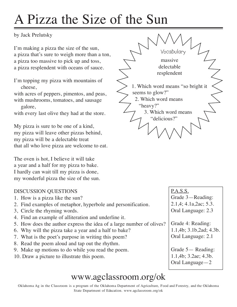 A Pizza The Size of The Sun: Vocabulary | PDF