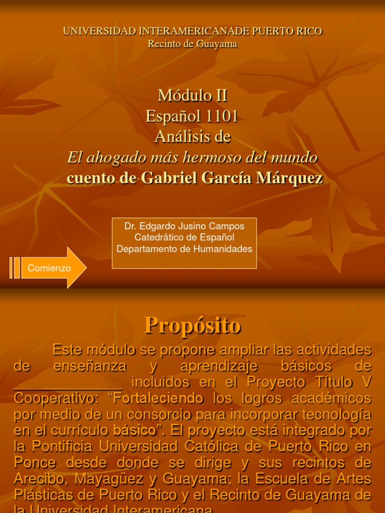 Analisis de El Ahogado Mas Hermoso Del Mundo Cuento de Gabriel Garcia ...