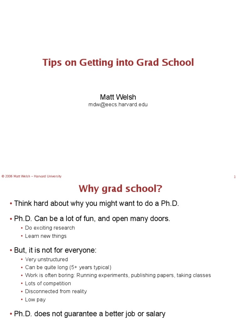 Grad School Tips | PDF