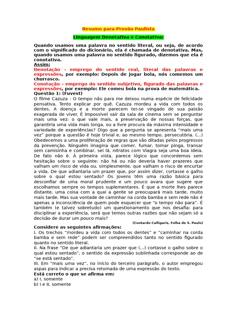 resumo Provão Paulista do simulado muito bom. | PDF | Romantismo