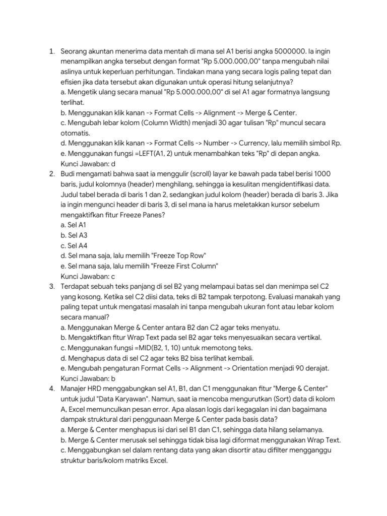 Bank Soal Excel | PDF