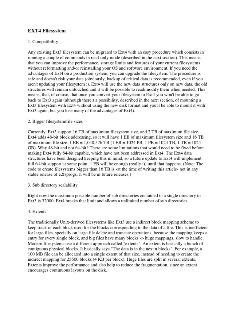 EXT4 Filesystem | PDF | File System | Areas Of Computer Science