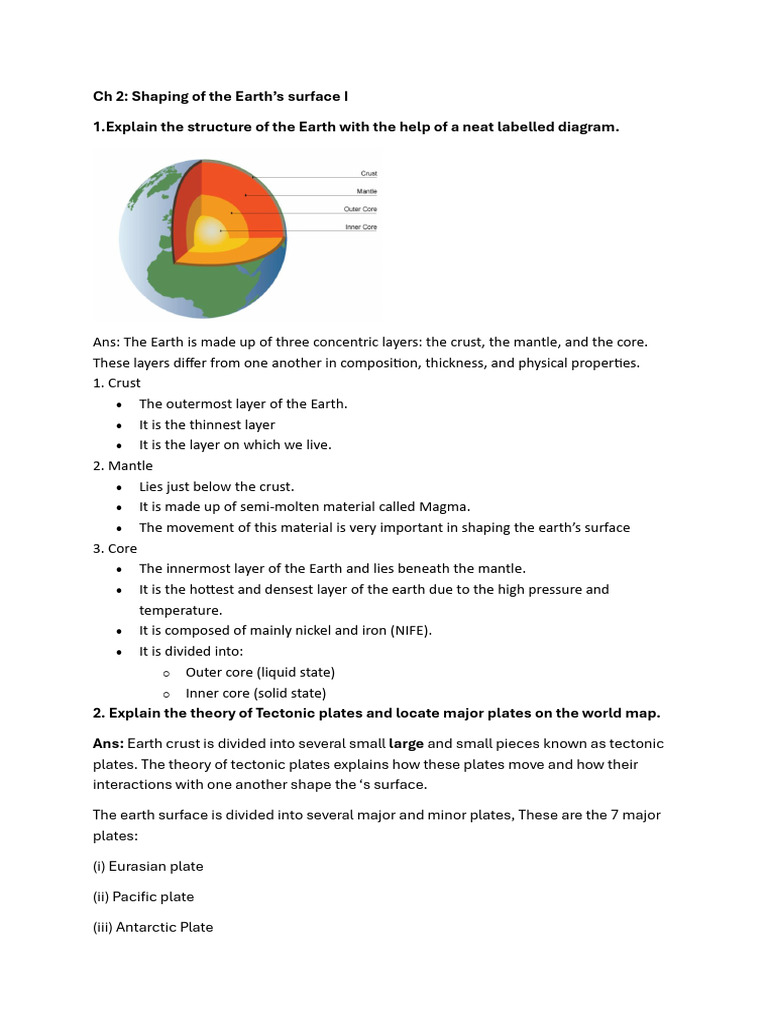 CH 2 Shaping The Earth's Surface I | PDF | Plate Tectonics | Weathering