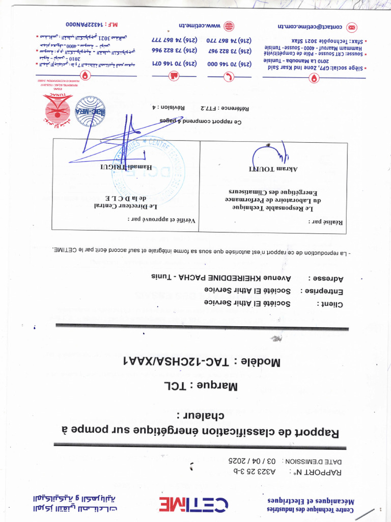 RAPPORT CETIME 12000 AA1 | PDF