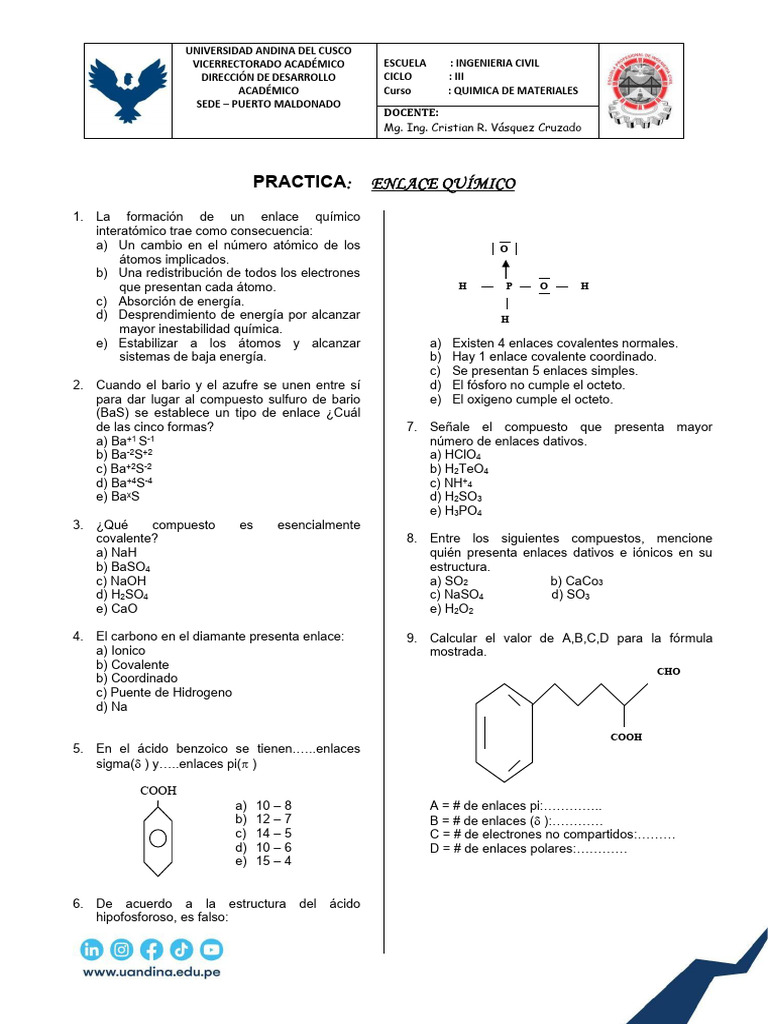 Enlaces Practica 2026 Uac | PDF | Enlace químico | Moléculas
