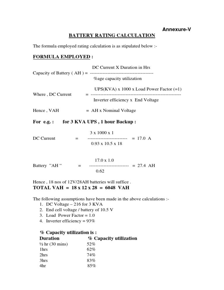 Battery Calculation | PDF