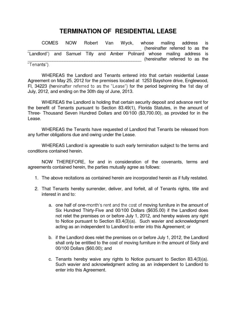 Release of Residential Lease | Download Free PDF | Lease | Leasehold Estate