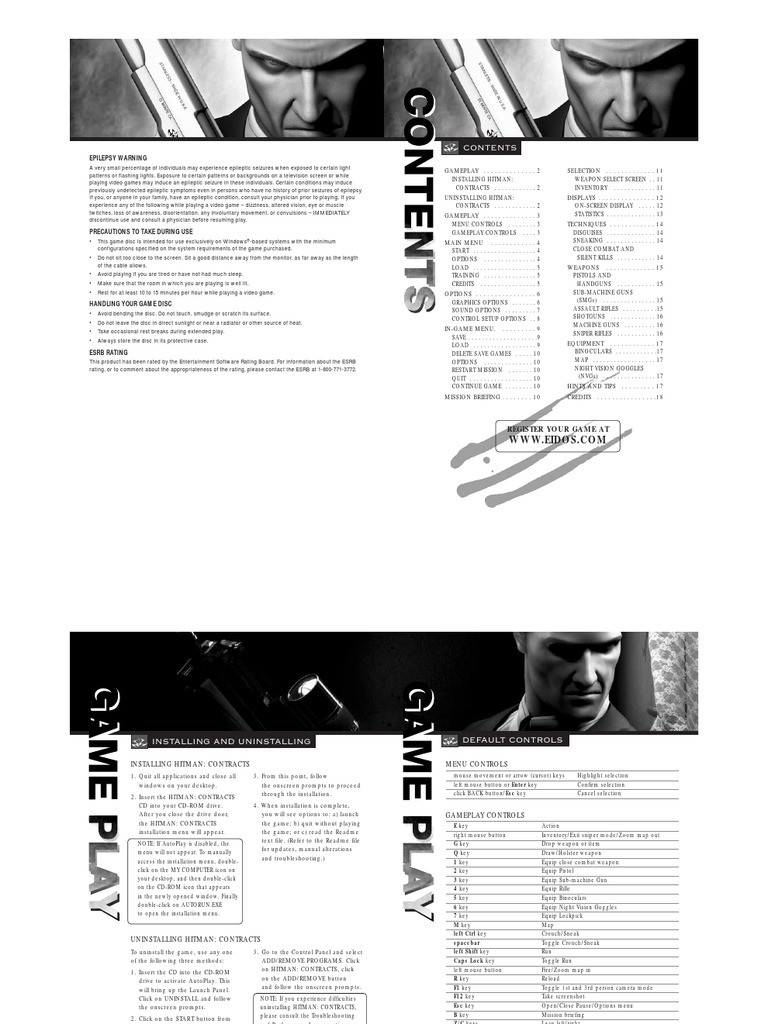 Hitman Contracts PC Manual | PDF | Epilepsy | Handgun