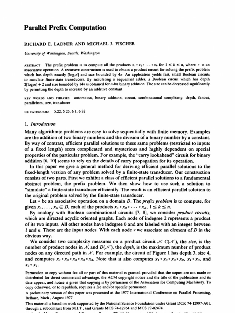 Parallel Prefix Computation | PDF | Matrix (Mathematics) | Theory Of ... Parallel Prefix Computation | PDF | Matrix (Mathematics) | Theory Of ...