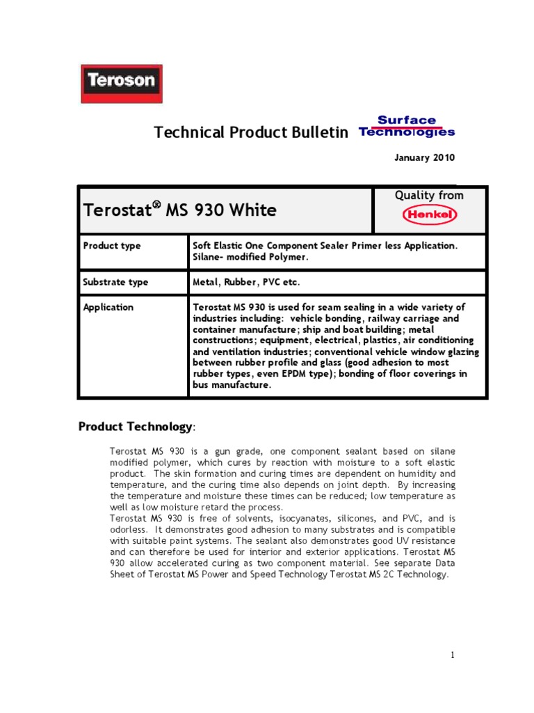 Teroson MS 930 | PDF | Paint | Polyvinyl Chloride