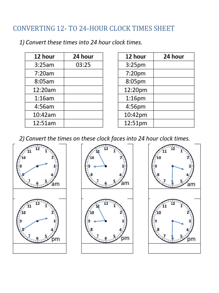 Time Converting 24 Hour Clock | PDF | Clock | Horology