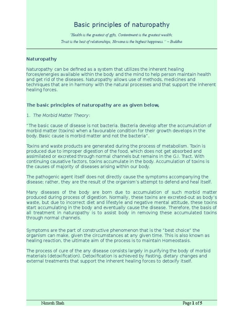 Basic Principles of naturopathy | Naturopathy | Detoxification ...