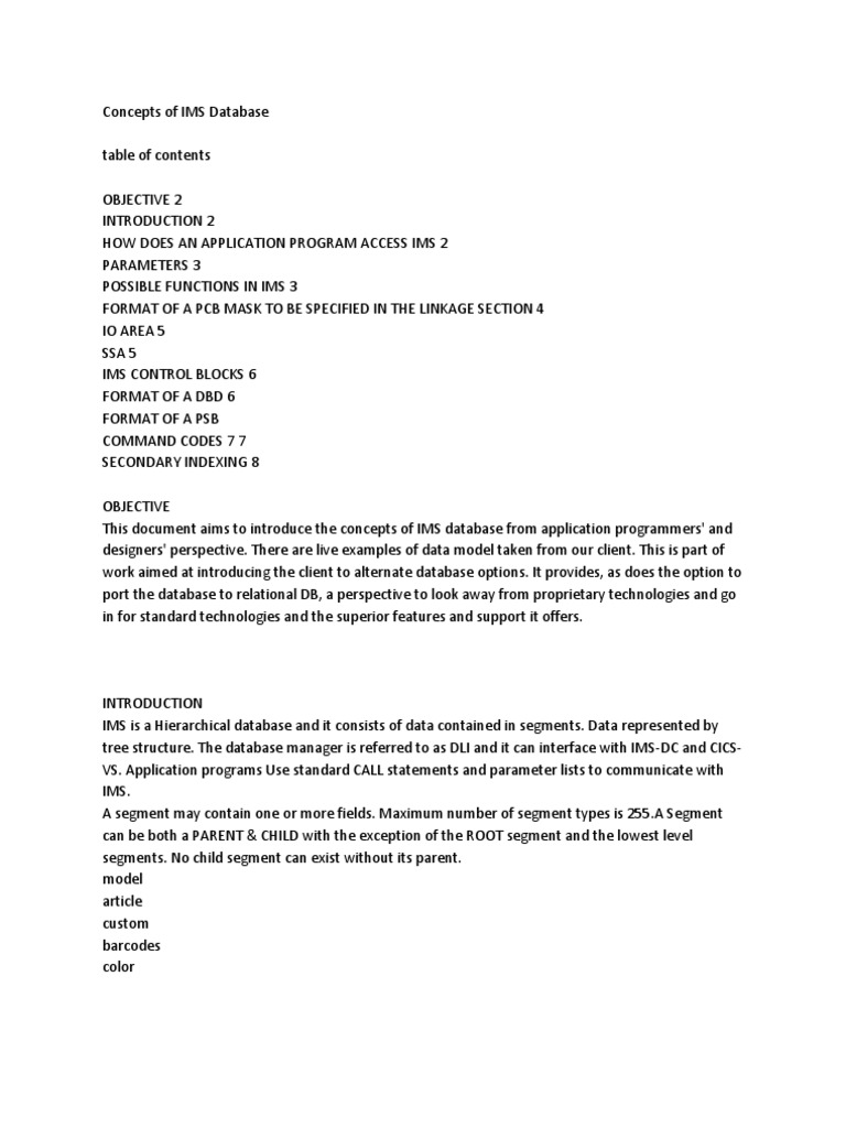 Concepts of IMS Database | PDF | Database Index | Databases