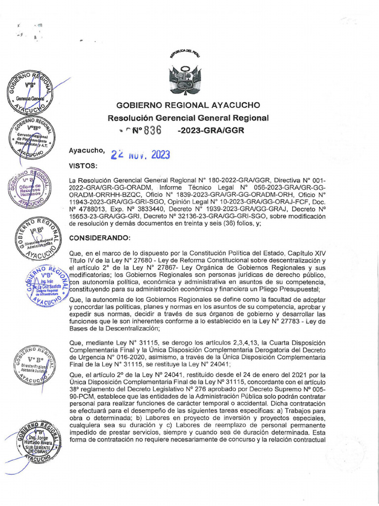 Normas Para La Contratación de Personal - Gore Ayacucho 2023 | PDF ...