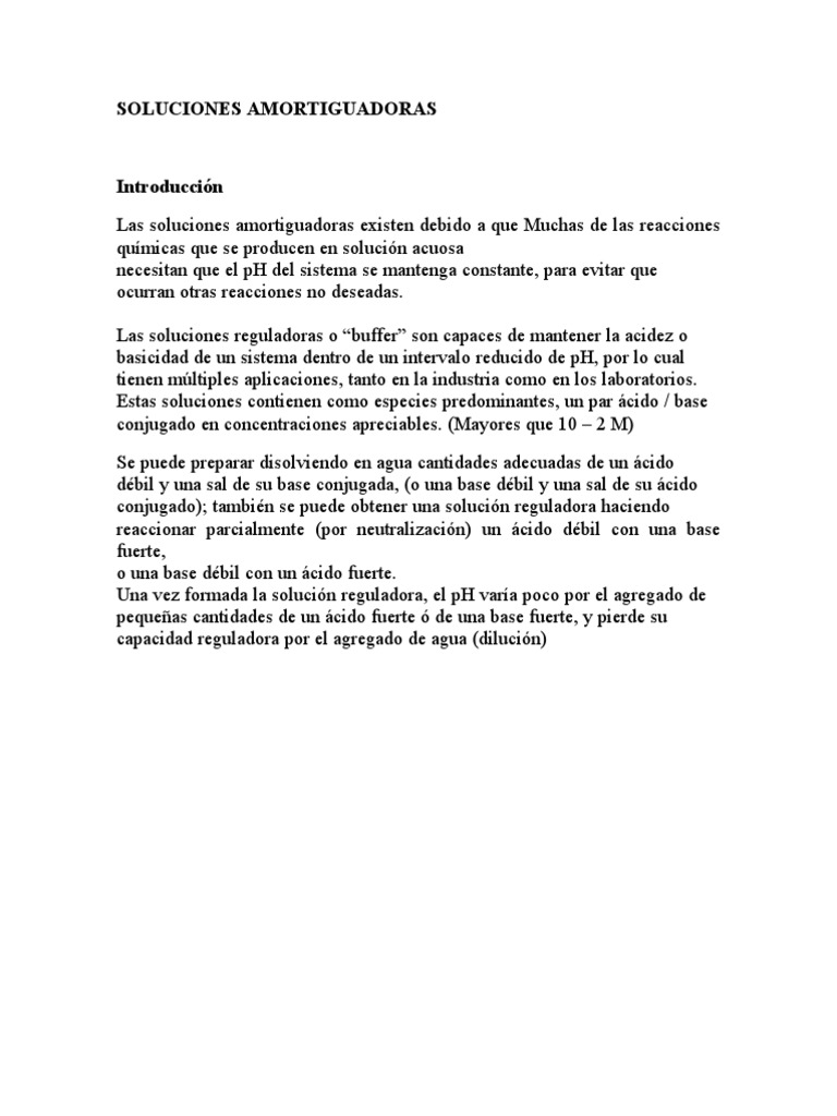 Guía de Soluciones Amortiguadoras | PDF | Solución tampón | Ph