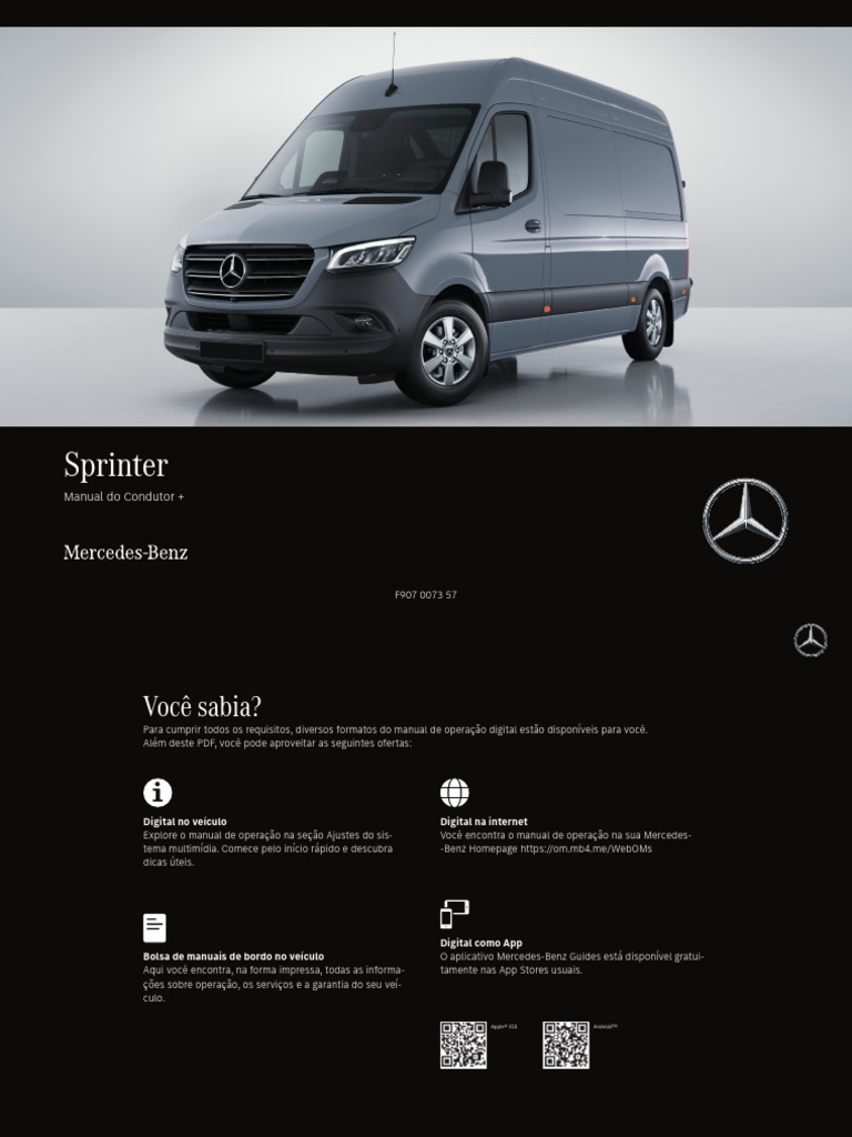 Mercedes Benz Vans Sprinter 2025 Março e907 Mbux Manual de Operação 1 ...