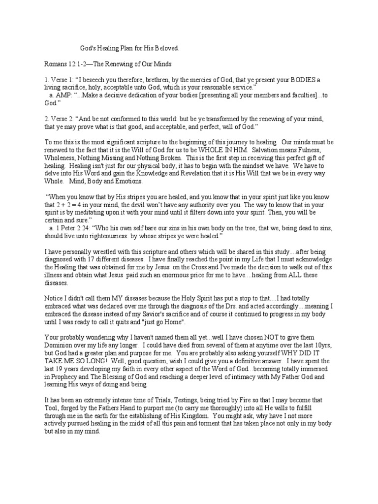 God's Healing Plan For His Beloved | PDF | Grace In Christianity | Good ...